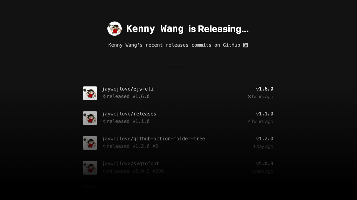 Kenny Wang is Releasing & Contributing...